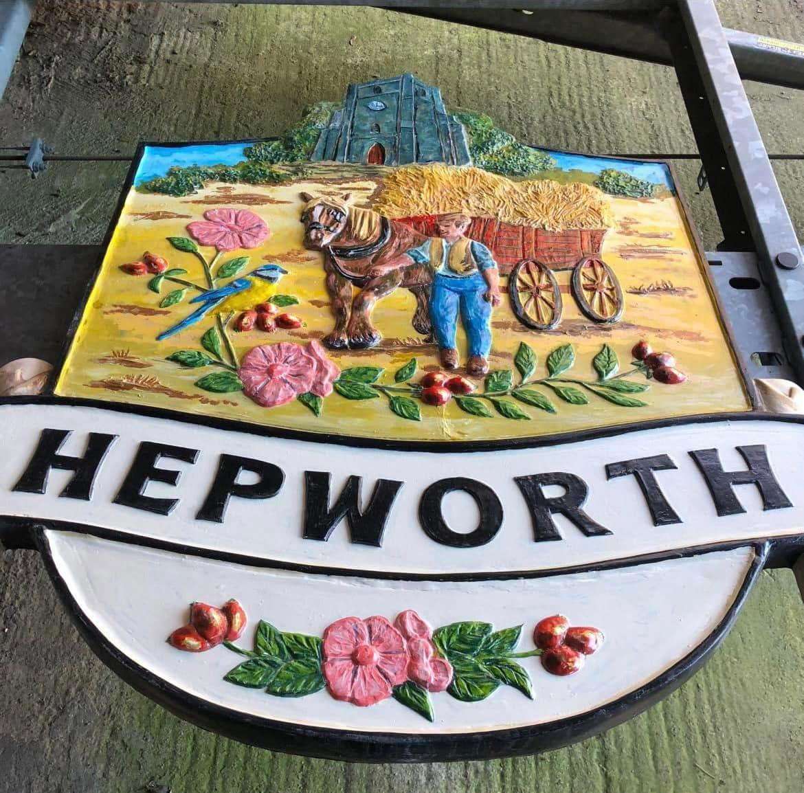 Installation of New Village Sign - Hepworth